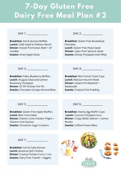 1-Week Gluten Free Dairy Free Meal Plan #2 • The Fit Cookie