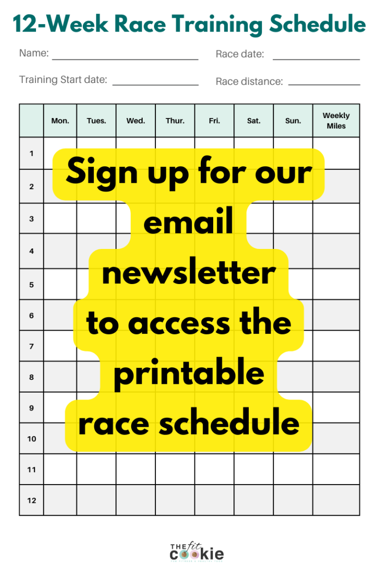 12-Week Blank Printable Race Training Schedule • The Fit Cookie