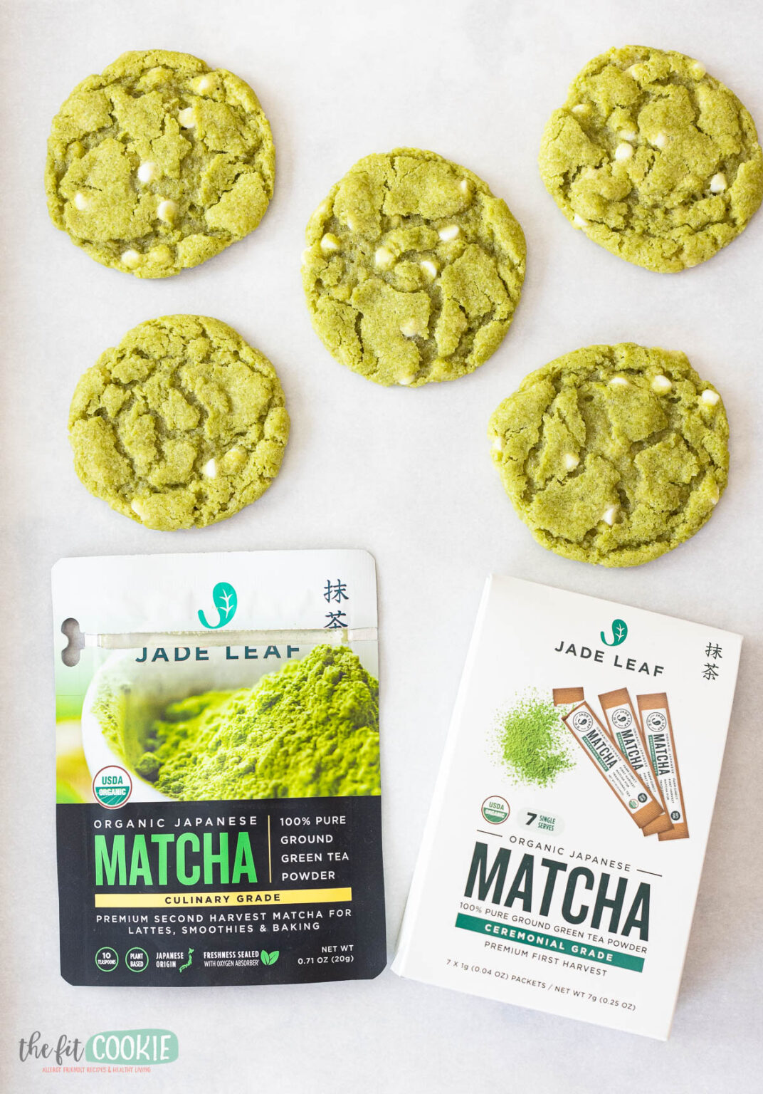 Gluten Free White Chocolate Matcha Cookies (Vegan) • The Fit Cookie